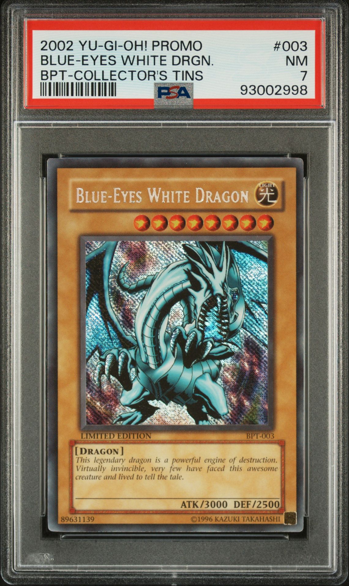 PSA 7 - Yu-Gi-Oh Card - BPT-003 - BLUE EYES WHITE DRAGON (secret rare ...