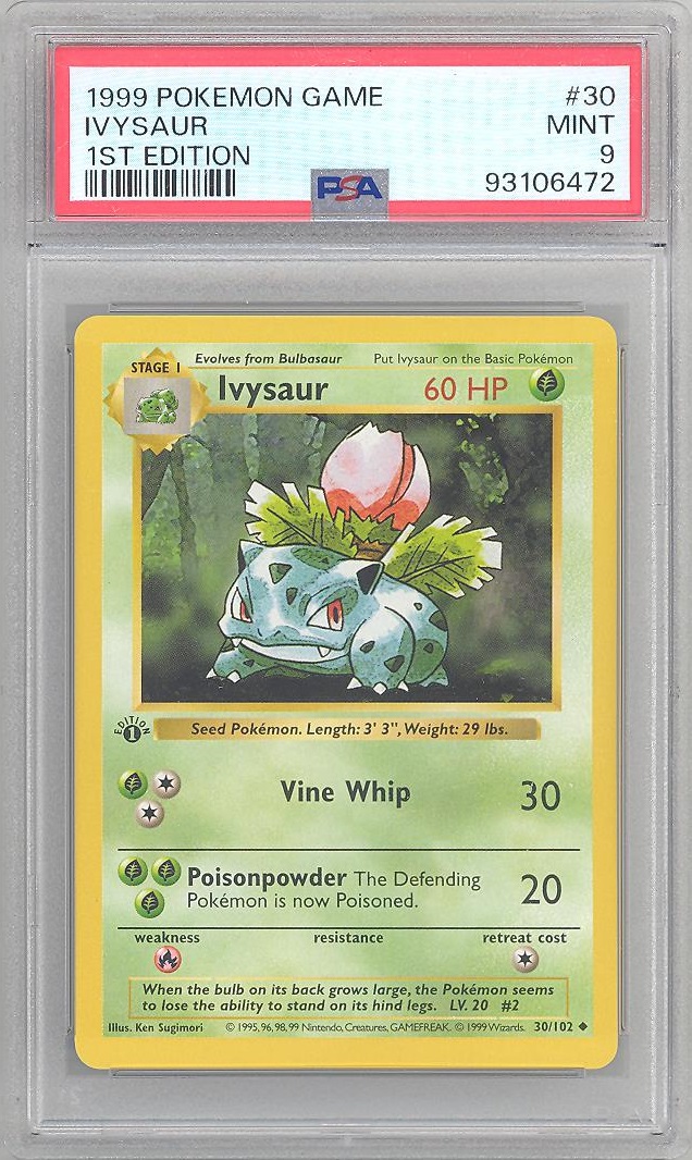 PSA 9 - Pokemon Card - Base 30/102 - IVYSAUR (uncommon) *1st Edition ...