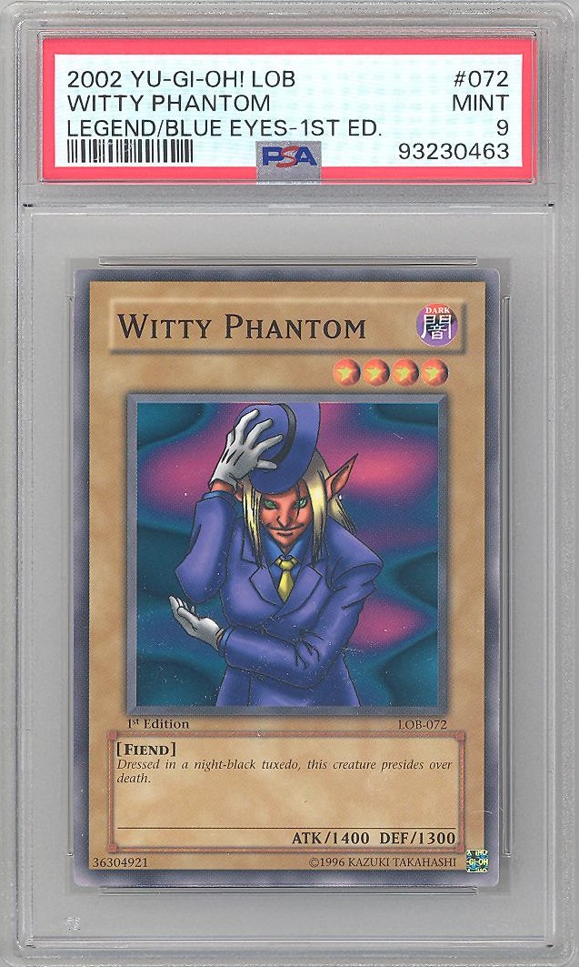 PSA 9 - Yu-Gi-Oh Card - LOB-072 - WITTY PHANTOM (common) *1st Edition* - MINT: BBToyStore.com ...