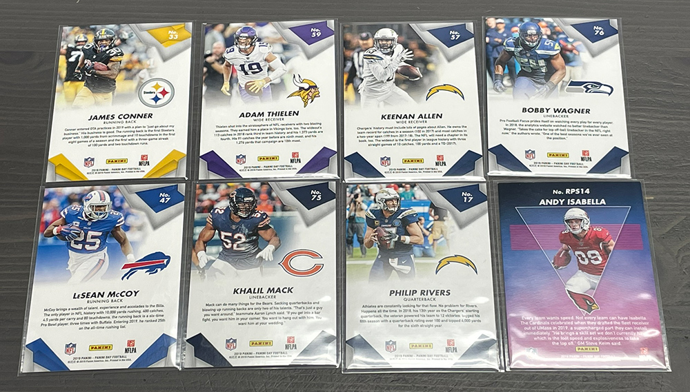 2019 Panini Day - LOT OF 8 Serial Numbered NFL CARDS (Rivers, Mack ...