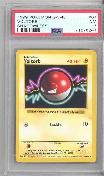 PSA 7 - Pokemon Card - Base 67/102 - VOLTORB (common) *Shadowless* - NM ...