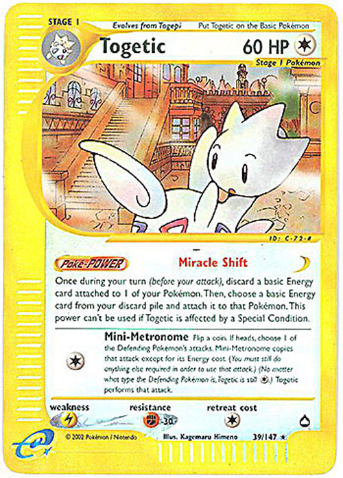 Pokemon Card - Aquapolis 39/147 - TOGETIC (rare): BBToyStore.com - Toys ...