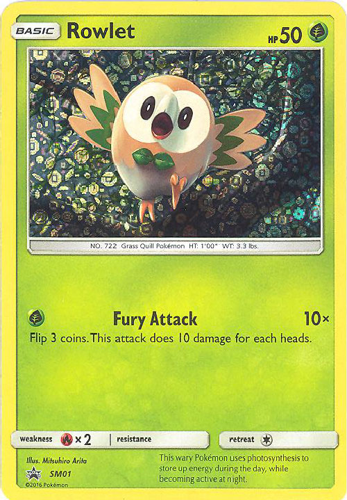 Pokemon Card Promo #SM01 - ROWLET (alternate holo-foil promo ...