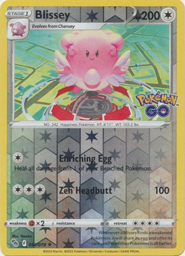 Pokemon Card - Pokemon GO 052/078 - BLISSEY (REVERSE holo-foil ...