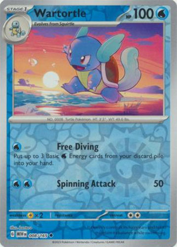 Pokemon Card - Scarlet & Violet 151 - 008/165 WARTORTLE (REVERSE holo-foil): BBToyStore.com ...