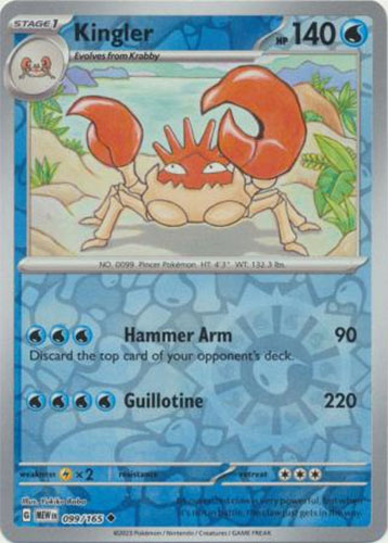 Pokemon Card - Scarlet & Violet 151 - 099/165 KINGLER (REVERSE holo ...