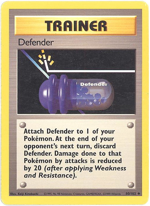 Pokemon Card - Base 80/102 - DEFENDER (uncommon): BBToyStore.com - Toys ...