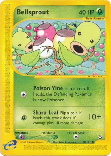 Pokemon Card - Aquapolis 68/147 - BELLSPROUT (common): BBToyStore.com ...