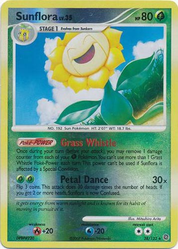 Pokemon Card - Secret Wonders 38/132 - SUNFLORA Lv.35 (REVERSE holo ...