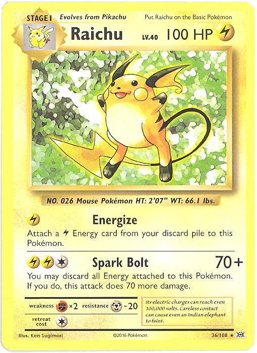 Pokemon Raichu Card