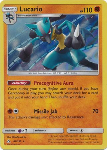 Pokemon Card - S&M: Ultra Prism 67/156 - LUCARIO (holo-foil ...