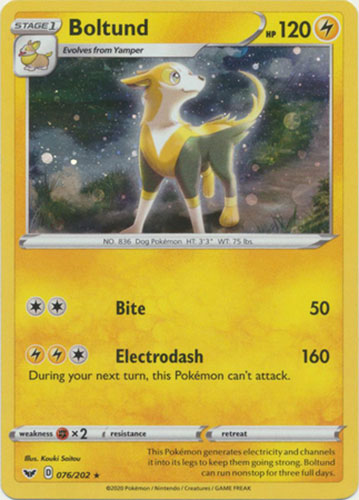 Pokemon Card - Sword & Shield 076/202 - BOLTUND (ALTERNATE holo-foil ...