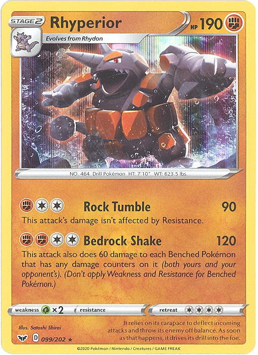 Pokemon Card - Sword & Shield 099/202 - RHYPERIOR (holo-foil ...