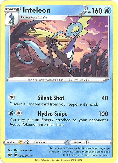 Pokemon Card - Sword & Shield 059/202 - INTELEON (rare): BBToyStore.com ...