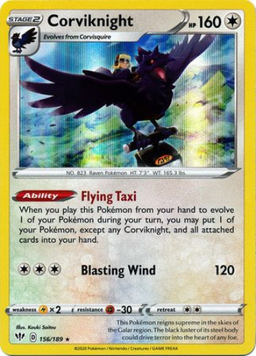 Pokemon Card - S&S: Darkness Ablaze 156/189 - CORVIKNIGHT (holo-foil ...