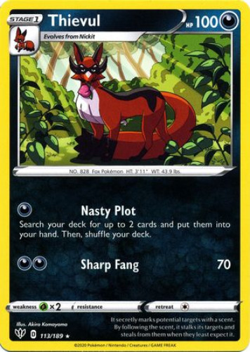 Pokemon Card - S&S: Darkness Ablaze 113/189 - THIEVUL (rare ...