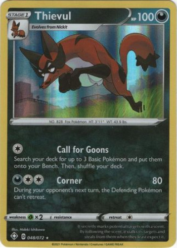 Pokemon Card - Shining Fates 048/072 - THIEVUL (holo-foil): BBToyStore ...