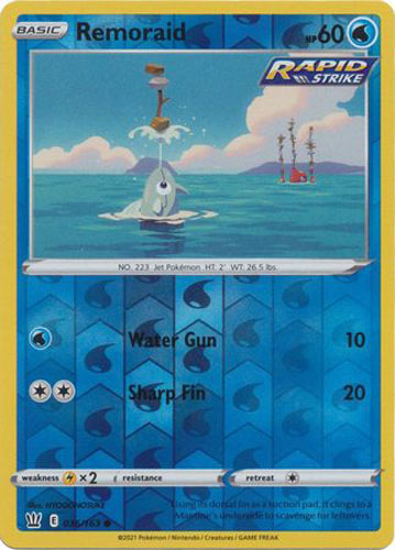 Pokemon Card - Battle Styles 036/163 - REMORAID (REVERSE holo-foil ...