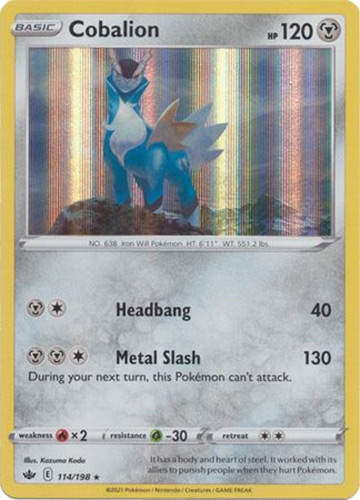 Pokemon Card - S&S: Chilling Reign 114/198 - COBALION (holo-foil): BBToyStore.com - Toys, Plush ...