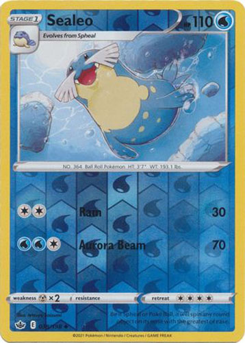 Pokemon Card - S&S: Chilling Reign 038/198 - SEALEO (reverse holo ...