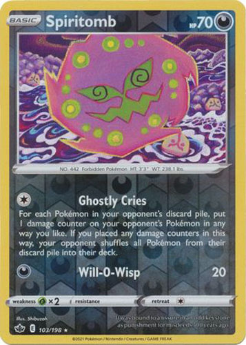Pokemon Card - Chilling Reign 103/198 - SPIRITOMB (REVERSE holo-foil ...
