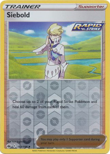Pokemon Card - Chilling Reign 153/198 - SIEBOLD (REVERSE holo-foil): BBToyStore.com - Toys ...