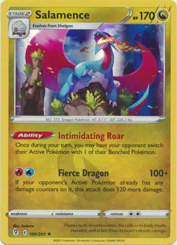 Pokemon Card - Evolving Skies 109/203 - SALAMENCE (holo-foil ...
