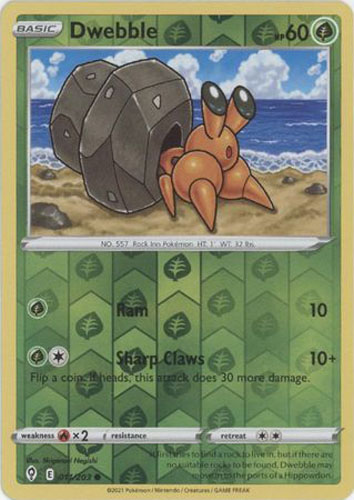 Pokemon Card - S&S: Evolving Skies 011/203 - DWEBBLE (reverse holo ...