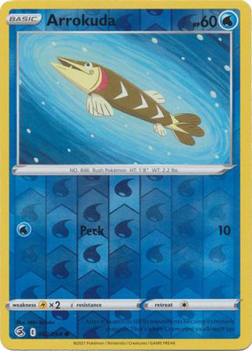 Pokemon Card - S&S: Fusion Strike 082/264 - ARROKUDA (reverse holo ...