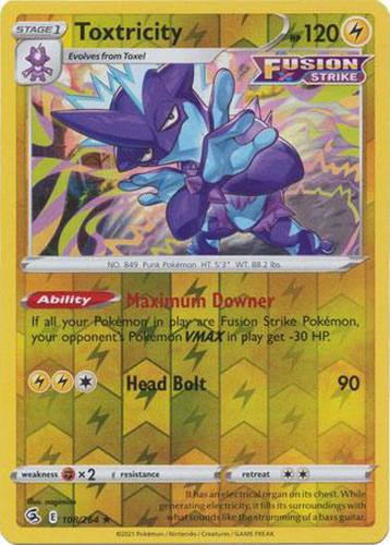 Pokemon Card - S&S: Fusion Strike 108/264 - TOXTRICITY (reverse holo): BBToyStore.com - Toys ...