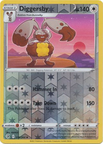 Pokemon Card - S&S: Fusion Strike 215/264 - DIGGERSBY (reverse holo ...