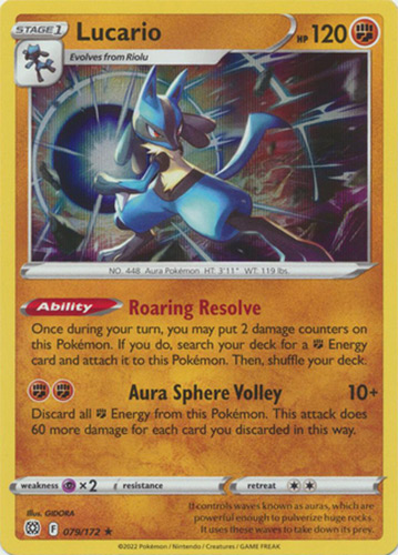 Pokemon Card - S&S: Brilliant Stars 079/172 - LUCARIO (holo-foil ...
