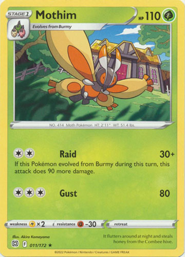 Pokemon Card - S&S: Brilliant Stars 011/172 - MOTHIM (rare): BBToyStore ...