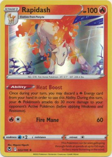 Pokemon Card - Silver Tempest 022/195 - RAPIDASH (holo-foil ...