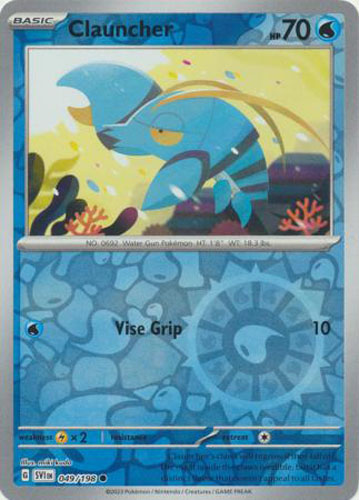 Pokemon Card - Scarlet & Violet 049/198 - CLAUNCHER (reverse holo ...