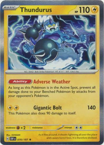 Pokemon Card - S&V: Obsidian Flames 070/197 - THUNDURUS (holo-foil ...