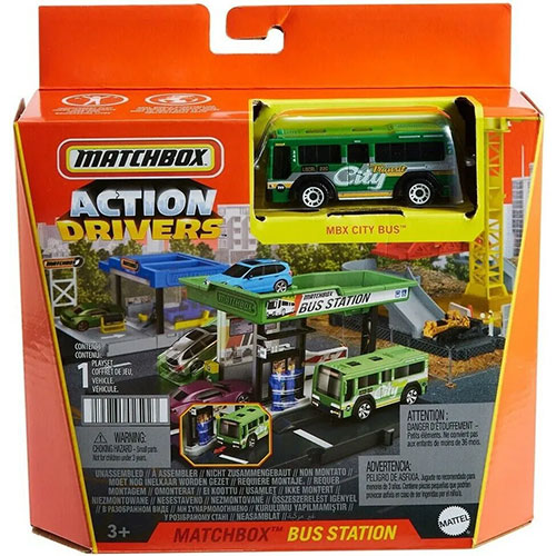 Mattel Matchbox Action Drivers Vehicle Playset - BUS STATION w/ MBX ...