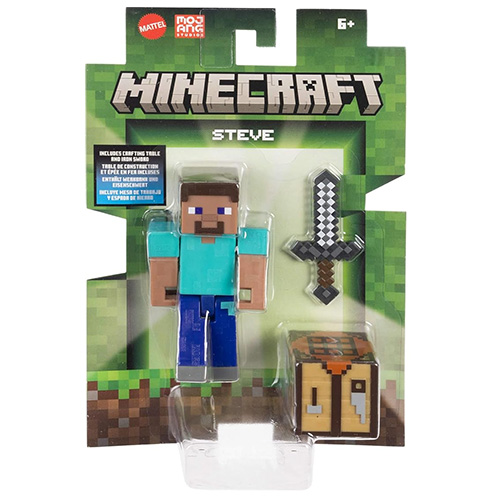 Mattel Minecraft Action Figure - STEVE [Includes Crafting Table & Iron ...