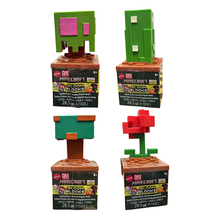 Mattel Minecraft Mini Mode - Bloom Blocks - SET OF 4 (Cactus, Azalea ...