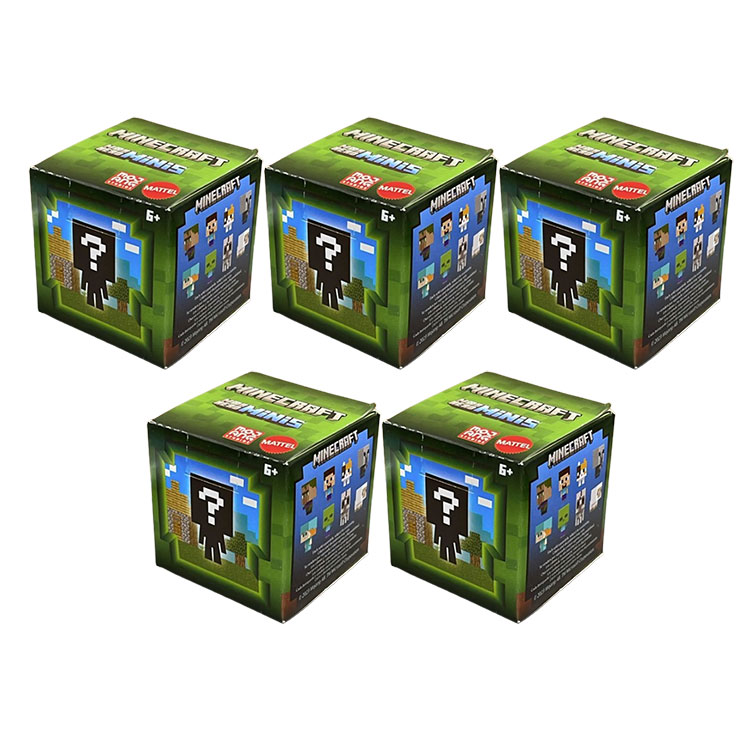 Mattel - Minecraft Mob Head Boxed Mini Figures - BLIND BOXES [5 Pack ...