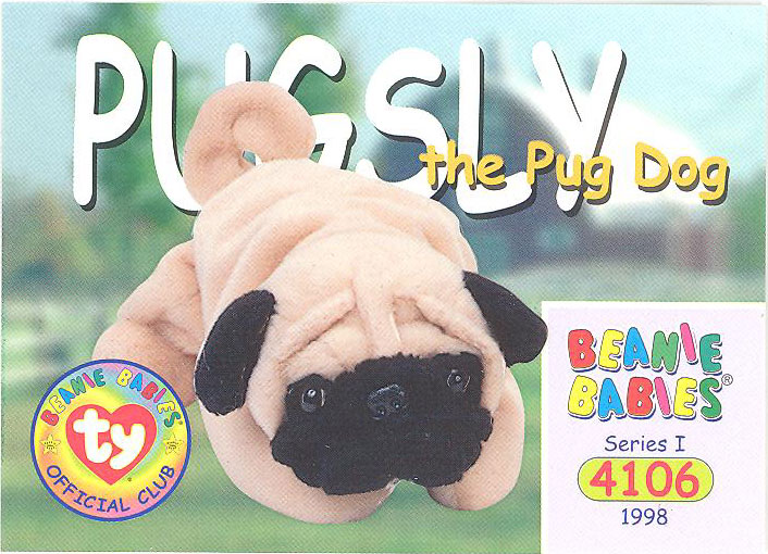 TY Beanie Babies BBOC Card - Series 1 Common - PUGSLY the Pug Dog ...