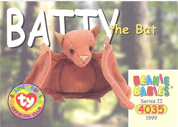 TY Beanie Babies BBOC Card - Series 2 Common - BATTY the Brown Bat ...