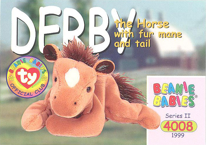 TY Beanie Babies BBOC Card - Series 2 Common - DERBY the Horse (Fur ...
