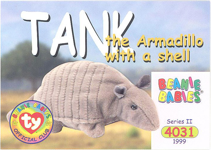 TY Beanie Babies BBOC Card Series 2 Common TANK the Armadillo w Shell BBToyStore Toys Plush Trading Cards Action Figures Games online retail store shop sale