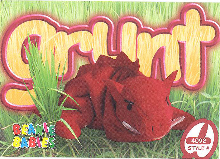 TY Beanie Babies BBOC Card - Series 3 Common - GRUNT the Razorback ...