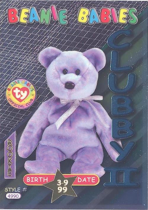 TY Beanie Babies BBOC Card - Series 3 Birthday (TEAL) - CLUBBY 2 the ...