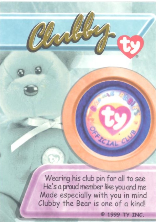 TY Beanie Babies BBOC Card - Series 3 Limited Edition - CLUBBY the Bear ...
