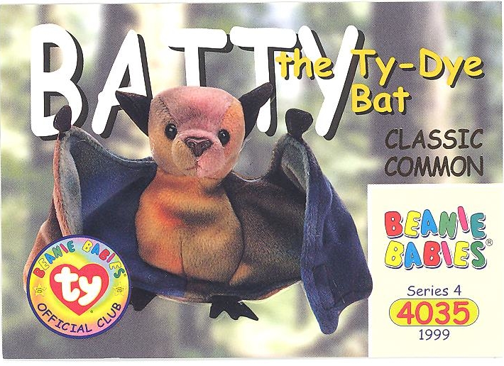 TY Beanie Babies BBOC Card - Series 4 - Classic Commons - BATTY the Ty ...