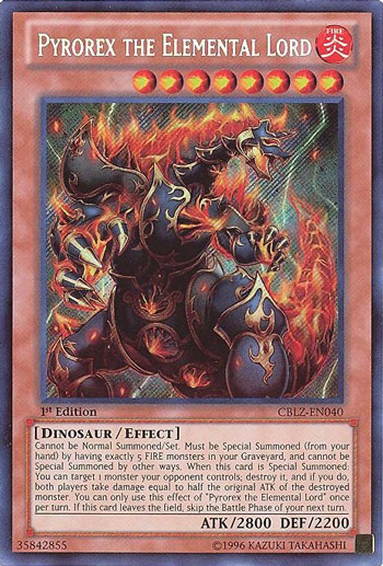 Yu-Gi-Oh Card - CBLZ-EN040 - PYROREX THE ELEMENTAL LORD (secret rare ...