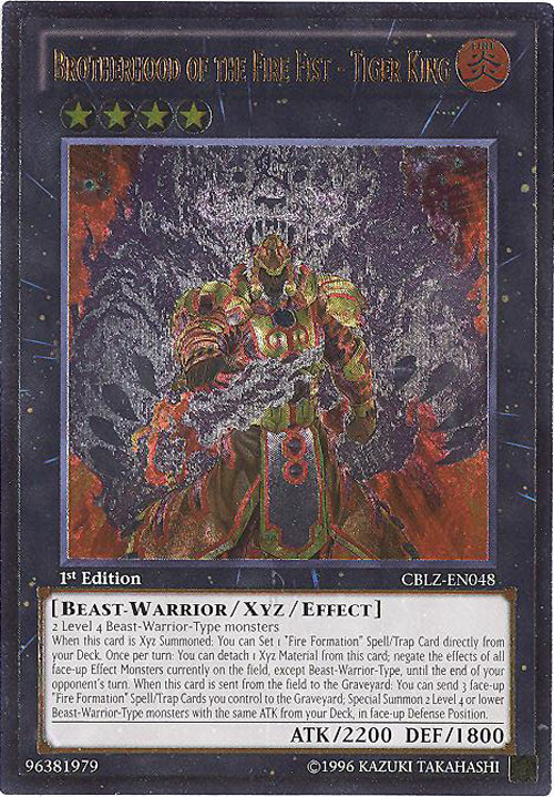 Yu-Gi-Oh Card - CBLZ-EN048 - BROTHERHOOD OF THE FIRE FIST - TIGER KING ...